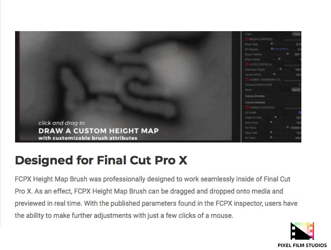 Pixel Film Studios Unveils FCPX Height Map Brush for Final Cut Pro X